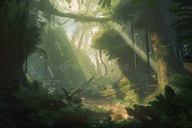 Background with Plants and Leaves Mountain Landscape Open Forest ...