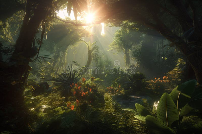 Background with Plants and Leaves Mountain Landscape Open Forest ...