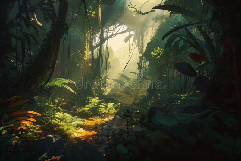 Background with Plants and Leaves Mountain Landscape Open Forest ...