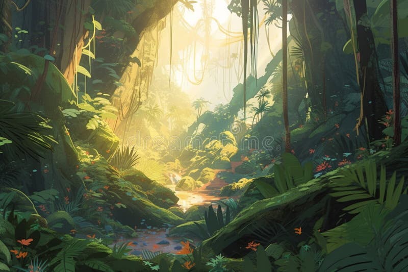 Background with Plants and Leaves Mountain Landscape Open Forest ...