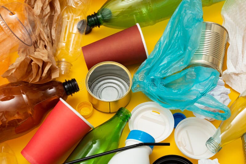 Background of Plastic Trash. Heap of Plastic Disposable Packaging and ...