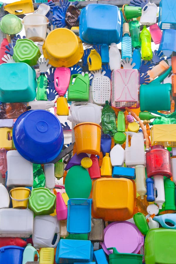 Background from Plastic Ware - Bottles, Buckets, Canisters, Box Stock ...