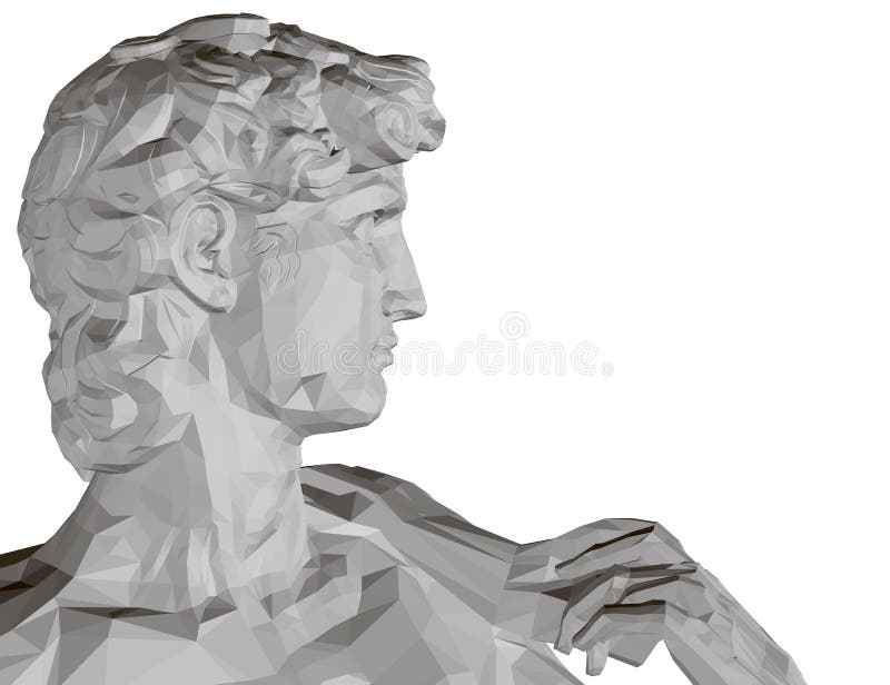 Background with a Polygonal Statue of David. Side View. Isolated on ...