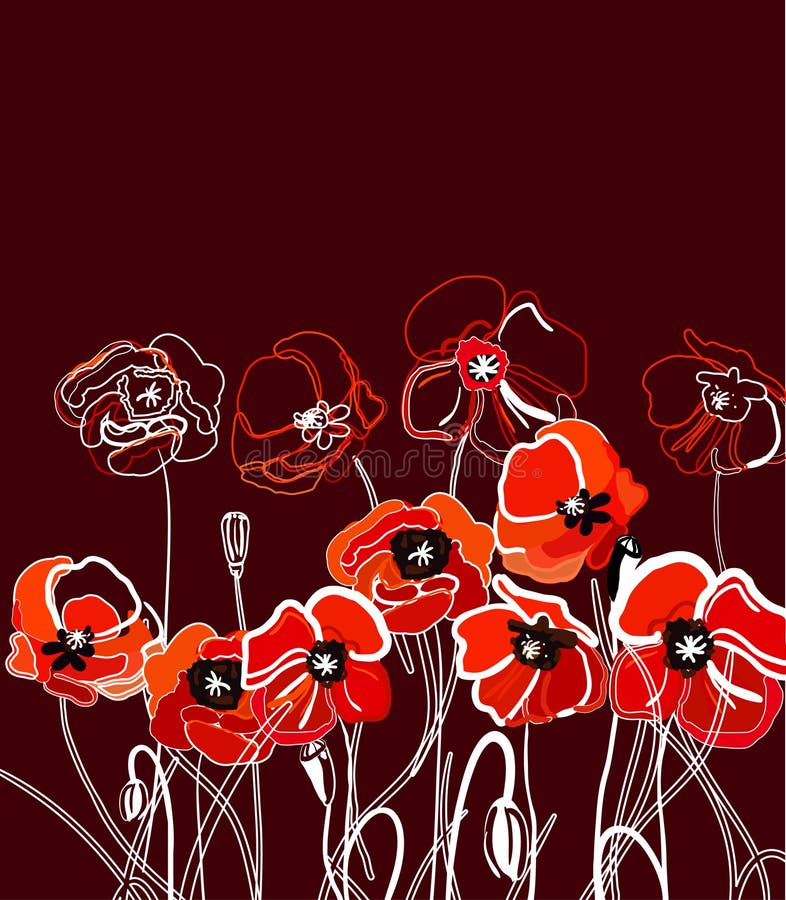 Background with poppy stock vector. Illustration of background - 19962107