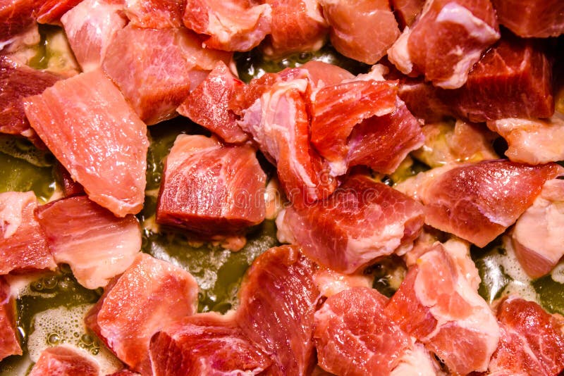 Background of the Pork Meat Preparing in a Slow Cooker Stock Image ...