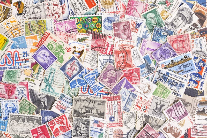 Background of Postage Stamps from United States Editorial Stock Photo ...