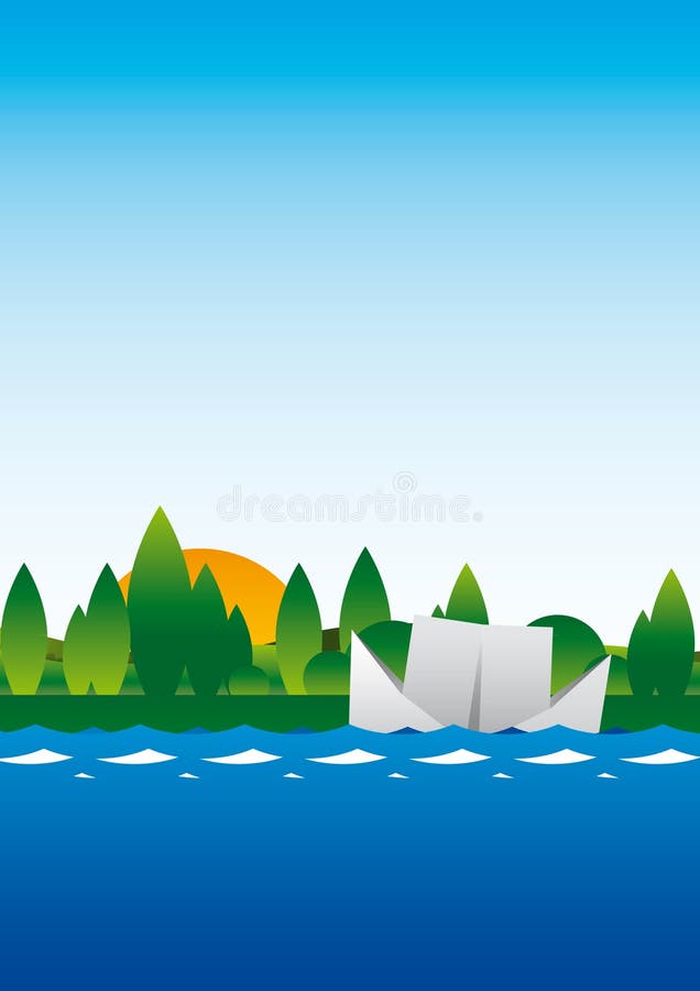 Background Poster with Boat Stock Vector - Illustration of origami ...