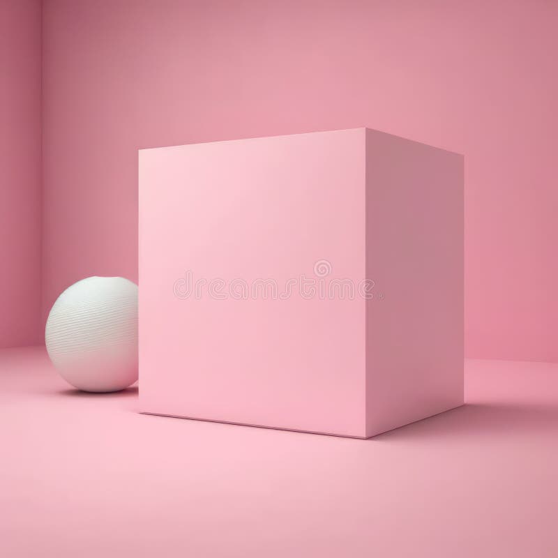 Background for Product Presentation, Huge, Pink-tinted Cube, with Sharp ...