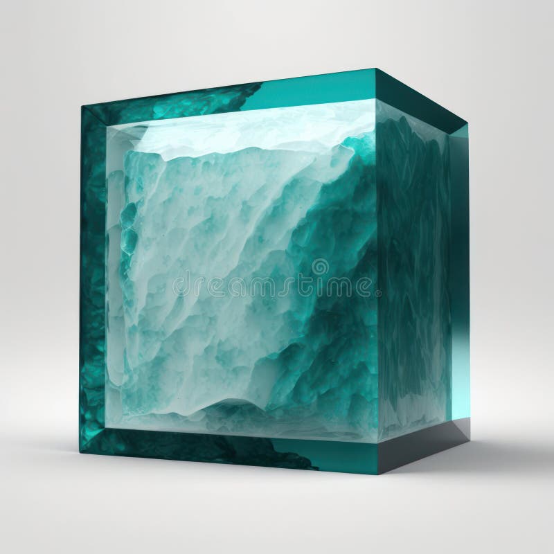 Background for Product Presentation, Translucent Teal Cube with Jagged ...