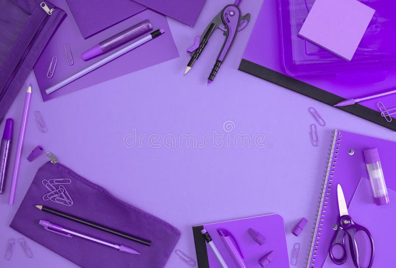 Purple School Backpack Hanging on the Wall Stock Photo - Image of ...