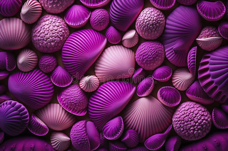 Background of Purple Seashells. Generative AI Stock Illustration ...