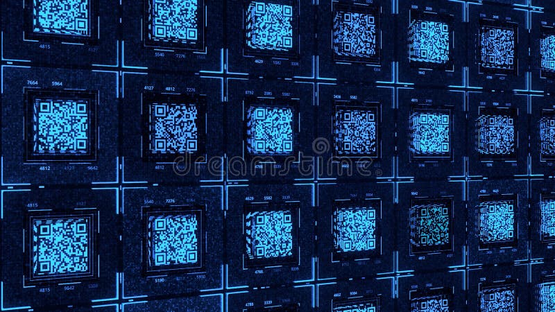 Background with Qr Code. Animation. Electronic Background with Multiple ...