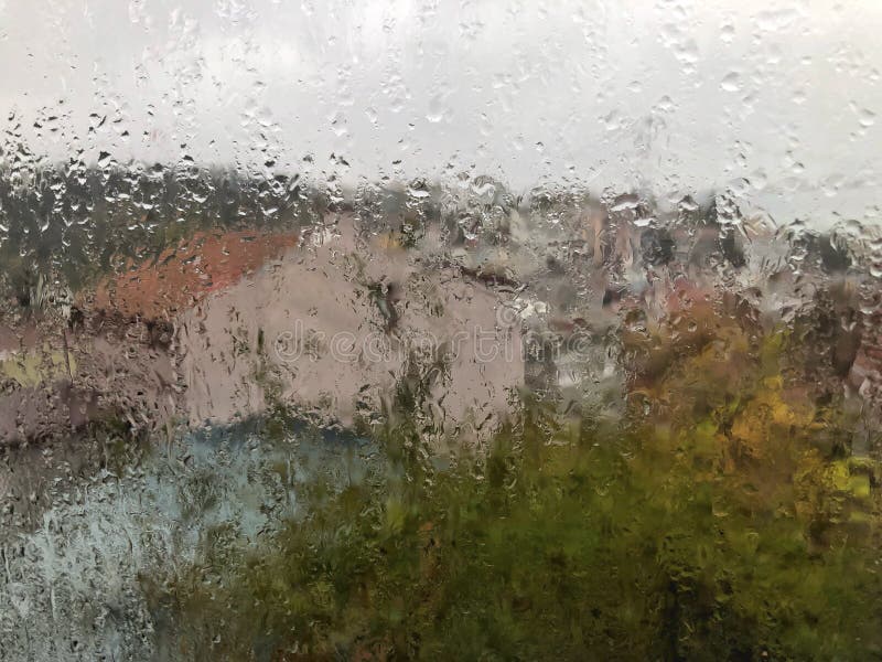 Background with Rain Drops on Window Like a Painting Stock Image ...