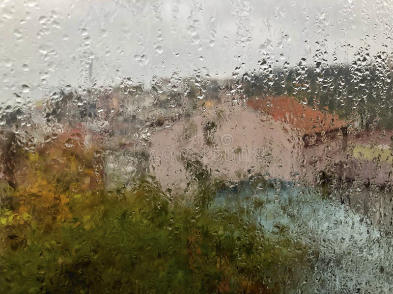 Background with Rain Drops on Window Like a Painting Stock Image ...