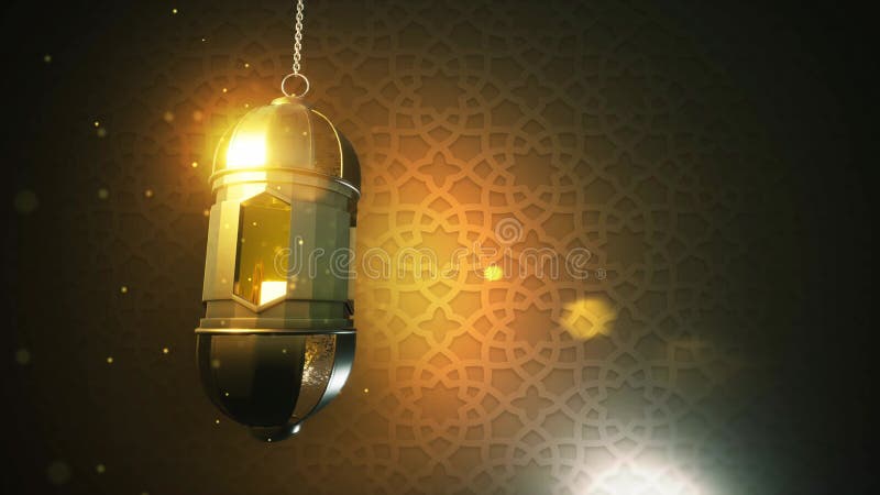 Background of Ramadan Lantern with Islamic Engraving, Particle Stock ...
