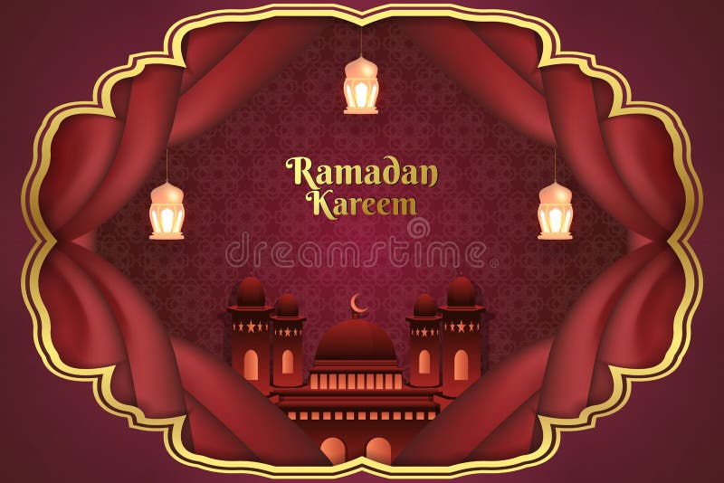 Background Ramadan Style Islamic Red Mosque Stock Vector - Illustration ...
