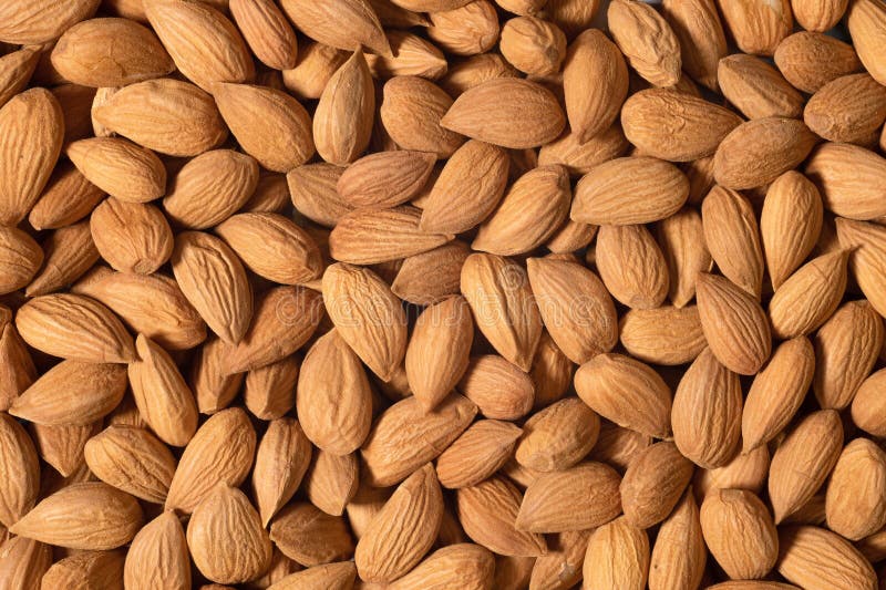 Background of Raw Almonds for Background or Textures. Unshelled Almonds ...