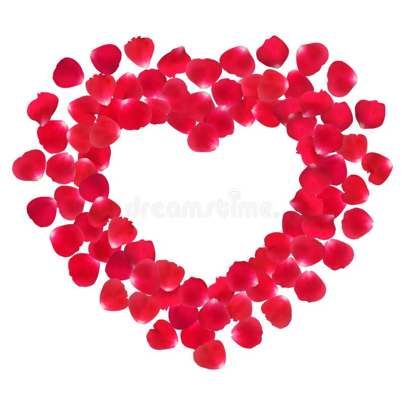 Background with Realistic Red Rose Petals in the Shape of a Heart ...