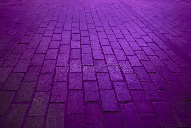 Background. Rectangular Cobblestone Street with Purple Light Stock ...