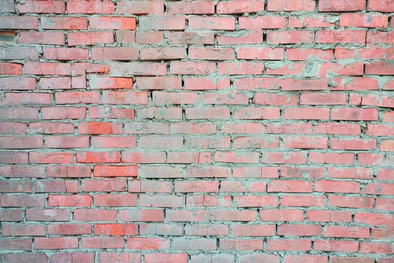 Background Red Brickwork in Cement Mortar Stock Image - Image of ...