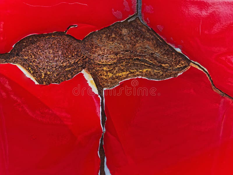 Background of Red Car Paint Peeled Off Showing Rusted Texture Stock ...