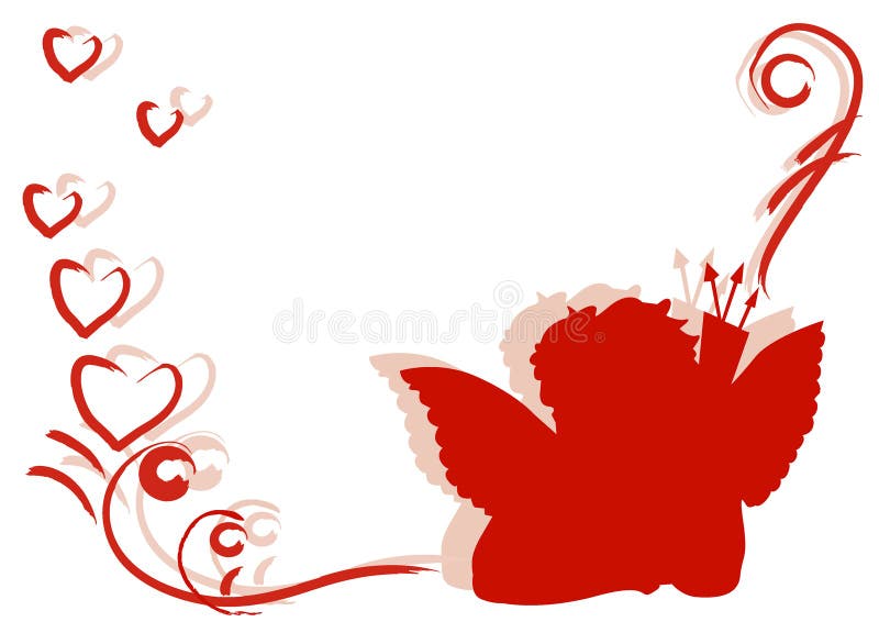 Background with Red Cupid Silhouette Stock Vector - Illustration of ...