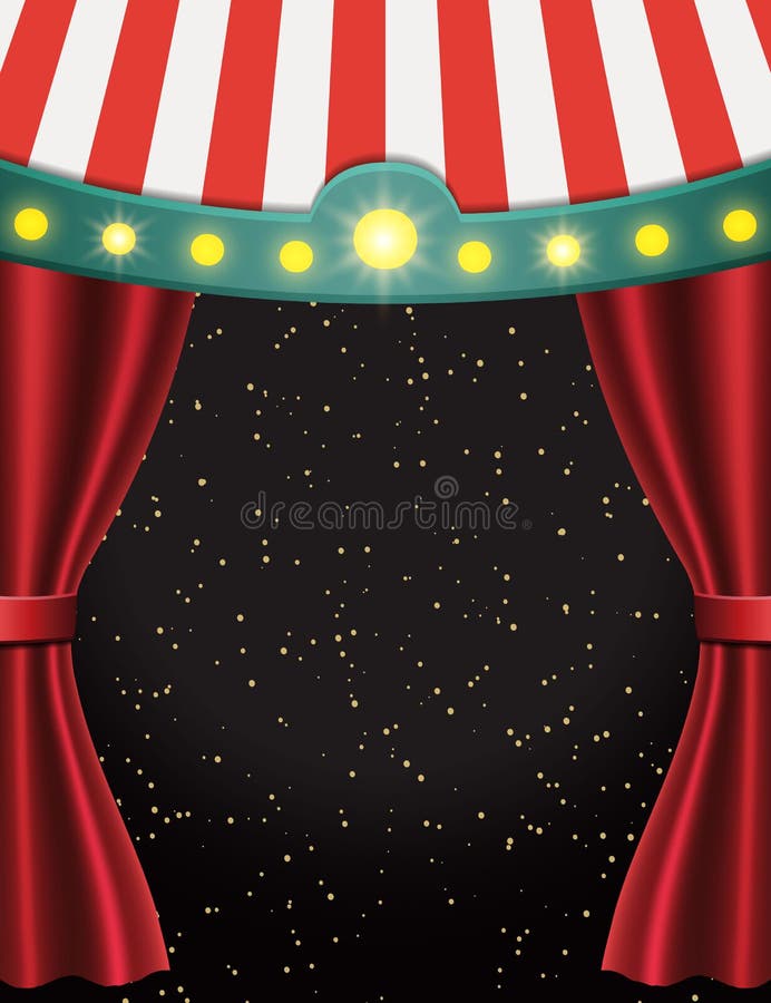 Background with Red Curtain and Circus Tent. Design for Presentation ...