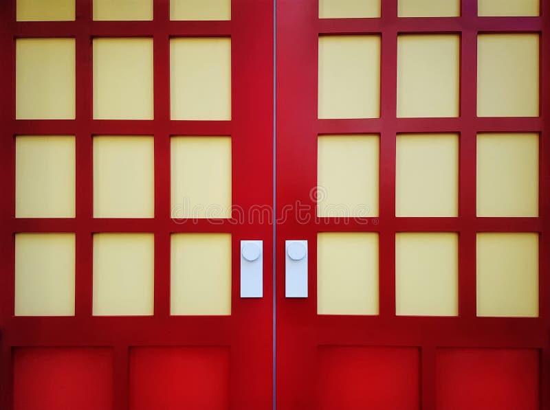 Background of Red Door with White Knobs Stock Photo - Image of vintage ...