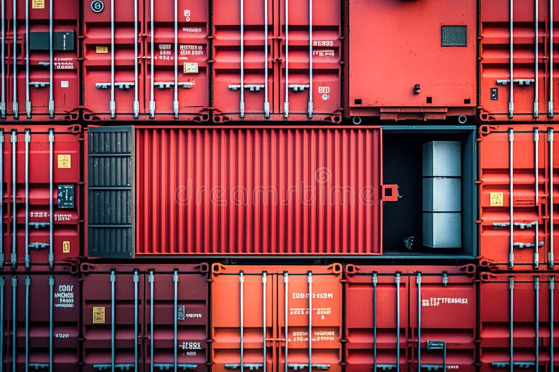 Background of Red Freight Containers. Copy Space for Advertisement ...