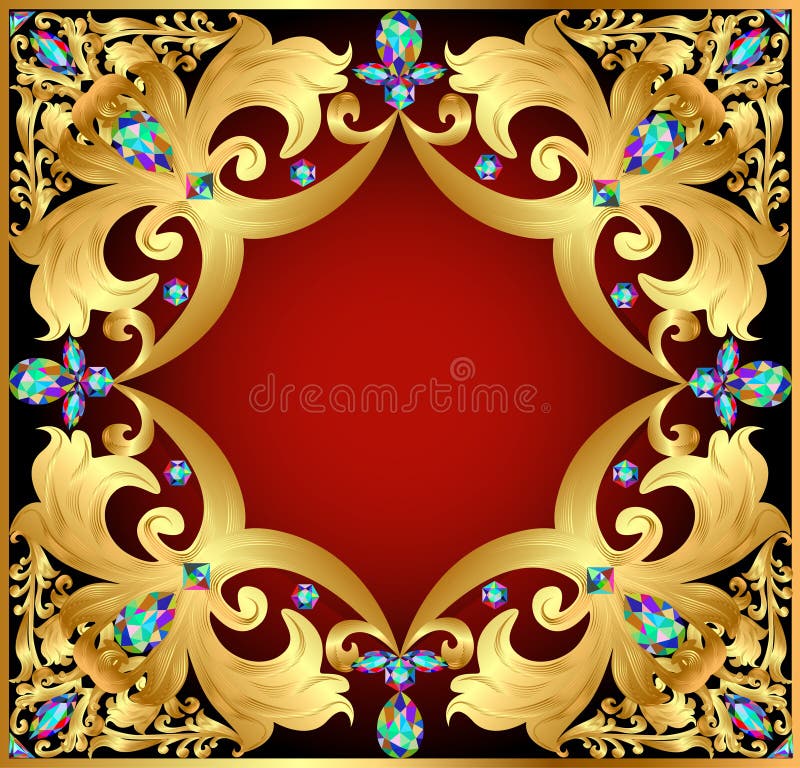 Red Frame Gold Ornaments Stock Illustrations – 6,450 Red Frame Gold ...