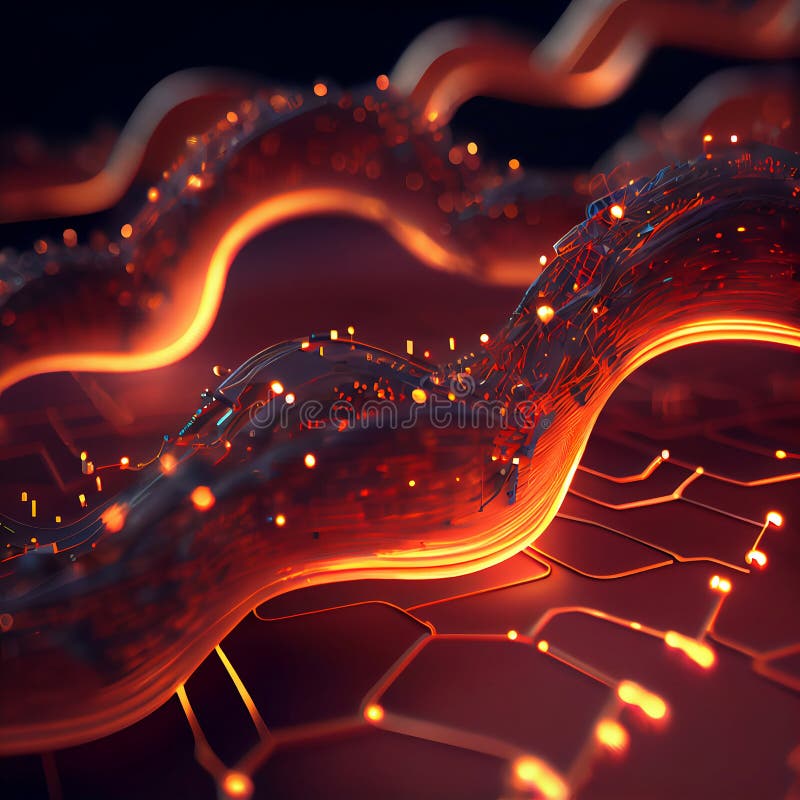 Background of Red Glowing Computer Boards Microchips Stock Illustration ...