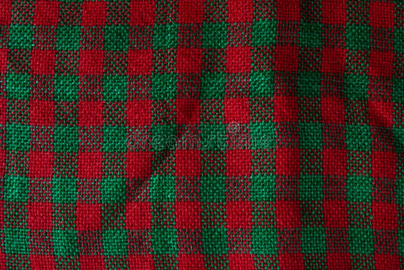 Background with Red and Green Checkered Jute Fiber Texture Stock Image ...
