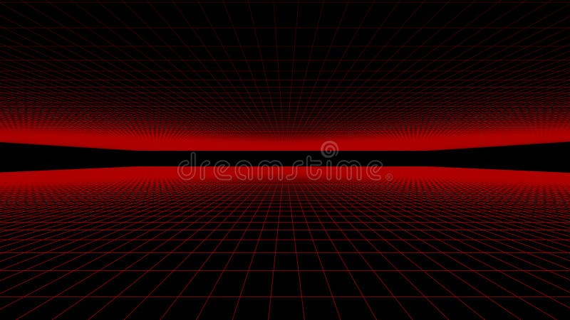 Background with Red Grids Floor and Ceiling on Black Space - 3D ...