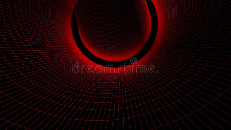 Background with Red Grids Floor and Ceiling Curved on Black Space - 3D ...