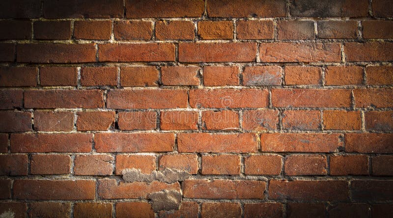 Background of Red Old Vintage Brick Wall. Stock Photo - Image of grunge ...