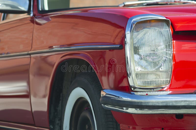 Background Red Retro Car, Front and Side View Stock Photo - Image of ...
