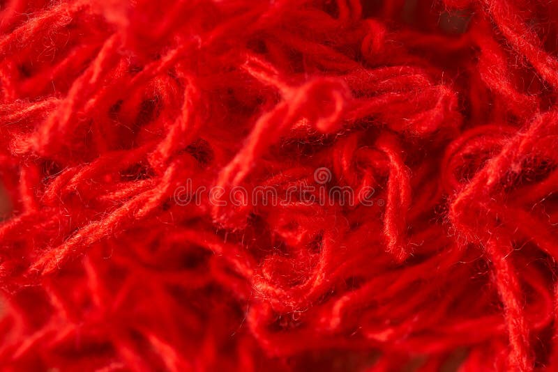 Background of Red Synthetic Yarn. Close-up Stock Photo - Image of ...