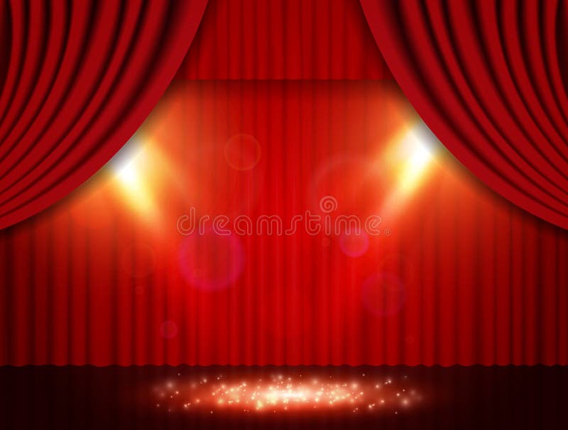 Background with Red Theatre Curtain Stock Illustration - Illustration ...