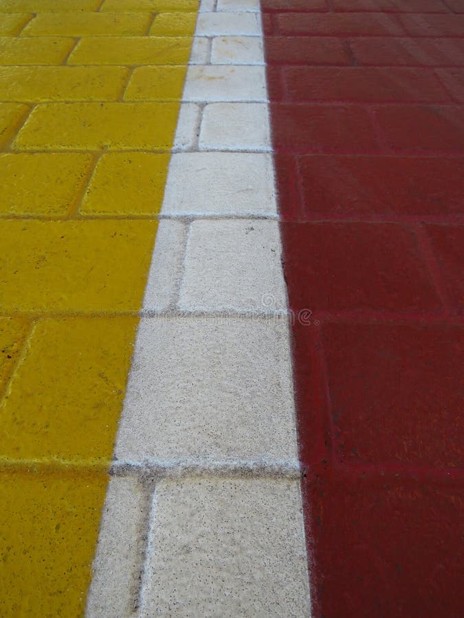 Background of Red and Yellow Tiles Separated by White Line. Pattern and ...