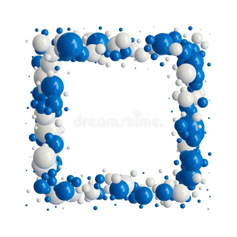 Background with Render 3d Blue and White Balls. Round Sphere of ...
