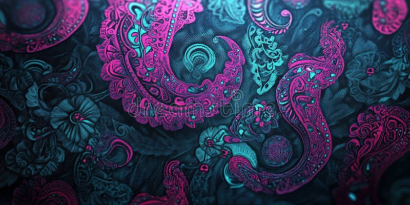 Vibrant Paisley Pattern Background in Magenta and Turquoise Stock ...