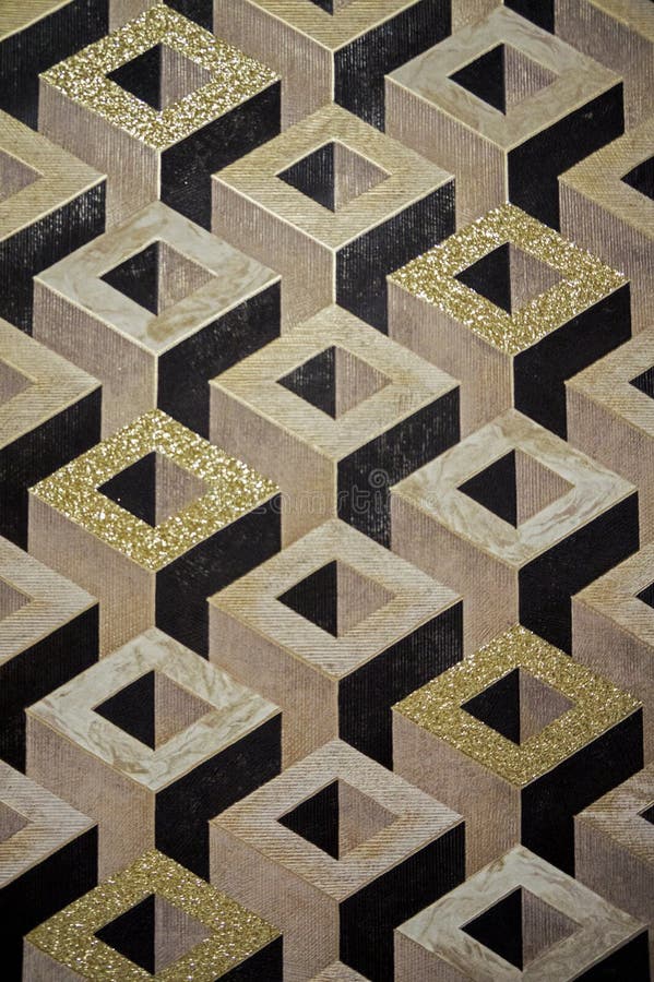 Background with a Repeating Pattern of Black and Gold Color Stock Image ...