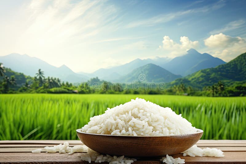 Background of Rice Field with White and Paddy Rice Stock Illustration ...
