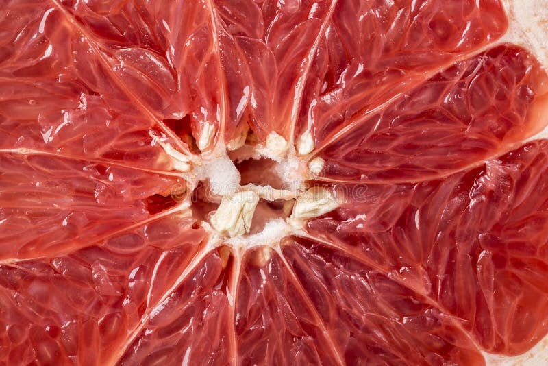 Background of Ripe Grapefruit Slice on Black, Fresh Fruit Texture ...