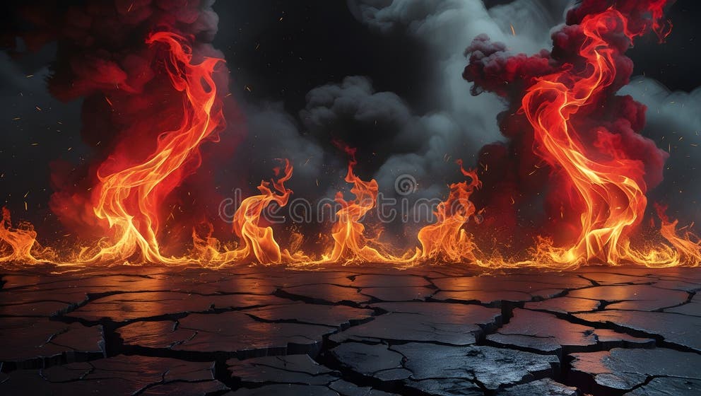 The Background of the Roaring Fire is Dramatic and Intense, Symbolizing ...