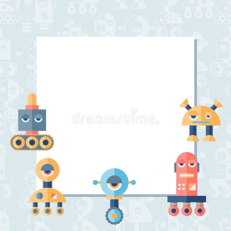 Background with Robot in Flat Style Stock Vector - Illustration of ...