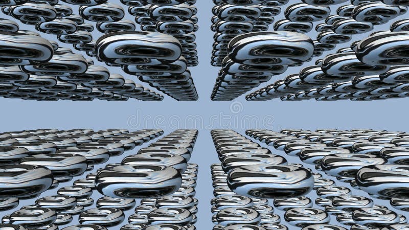 Background with Rotation Around Thousands of Chrome Rings. 3D Render ...