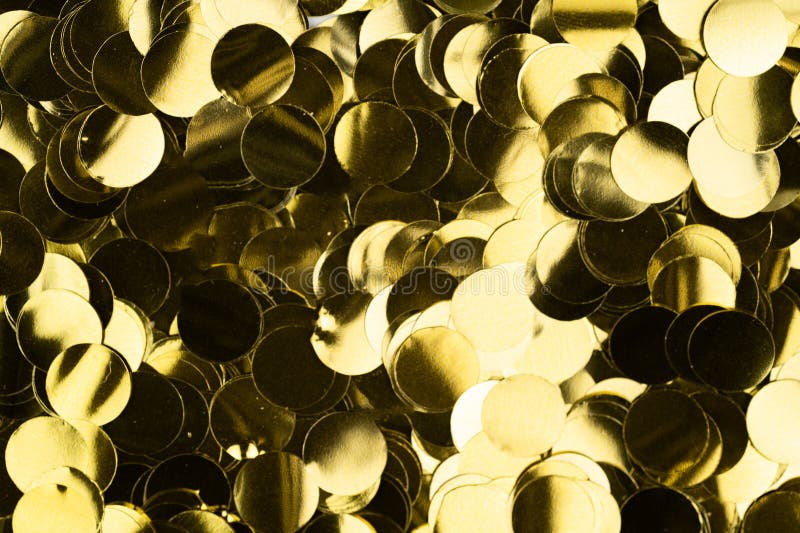 Background of Round Golden Large Confetti Stock Photo - Image of ...