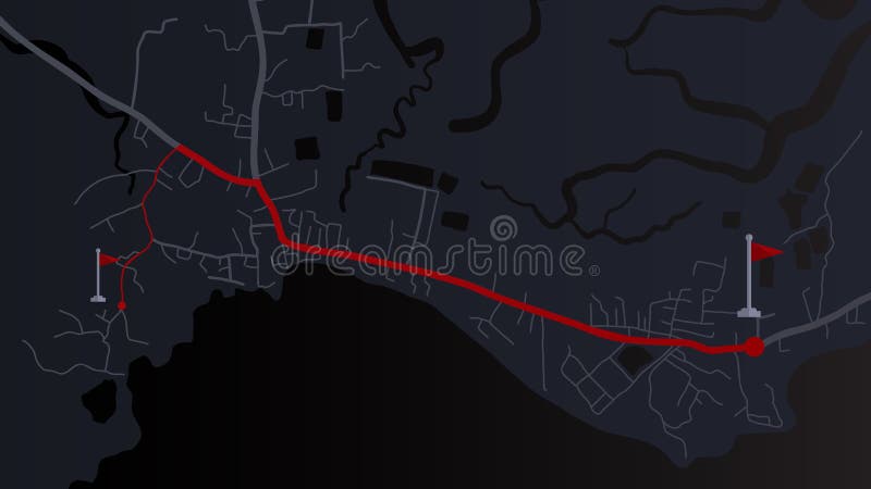 Background of Route Navigation Location Map with Address Red Flag Stock ...