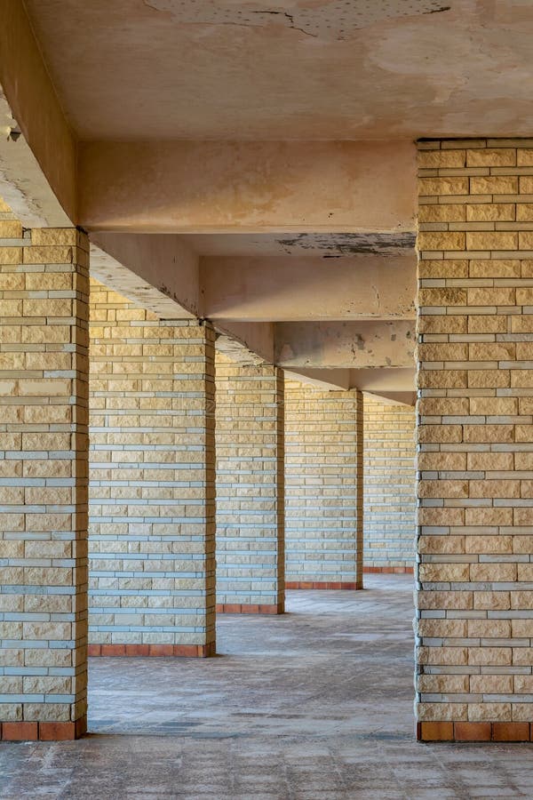 Background of Row of Sequential Stone Brick Columns Stock Photo - Image ...